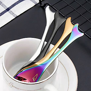 maitexi 4 Pcs Creative Whale Spoon Set, Stainless Steel Tea Spoon Set,5.1 Inches Colorful Stainless Steel Tea Dinner Table Mixing Spoon Kit, Dessert Coffee Sugar Spoon