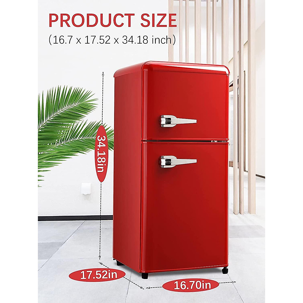 Tymyp TY-FLS-80G-RED-H006 Refrigerator with Freezer, Red