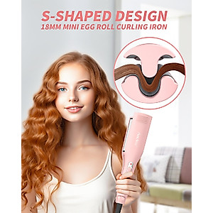 AmoVee Travel Hair Crimper Curling Iron, Professional Mini Hair Waver 0.59 Inch Three Barrel Curling Iron, Hair Crimper Small Negative Ions, Dual Voltage