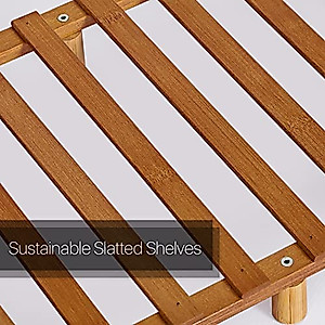 MoNiBloom Bamboo Garment Rack with Shelves 6 Tier Closet Coat Storage Organizer Clothes Hanging Rack with Pants Rack & Hooks for Bedroom, Living room, Office, Mudroom, Brown