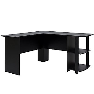 Best Choice Products L-Shaped Corner Computer Desk Study Workstation Furniture for Home, Office w/ 2 Open Storage Bookshelves - Black