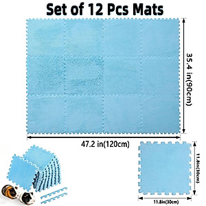BNOSDM 12Pcs Guinea Pig Plush Pads, Reusable Rabbit Sleeping Floor Mats with Edging, Washable Guinea Pig Fleece Cage Liners, Soft Warm Bunny Bedding, Cage Pad for Small Animals (11.8", Blue)