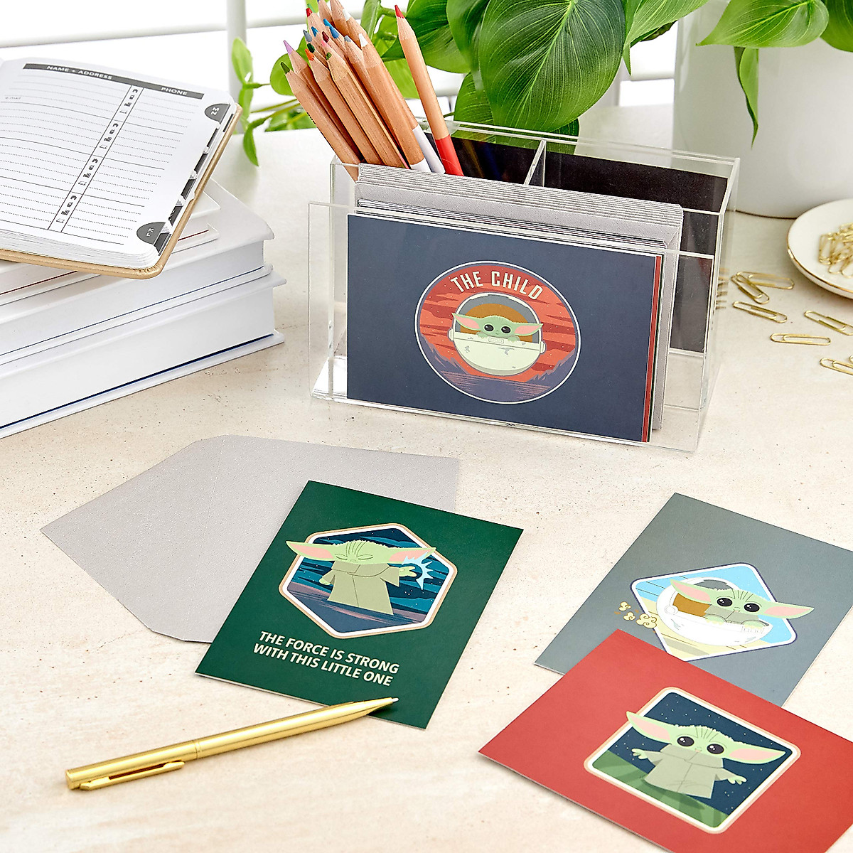 Hallmark Star Wars Valentine's Day Cards for Kids, Baby Yoda (12 Blank Cards with Envelopes) for May the 4th, Thank You, Any Occasion