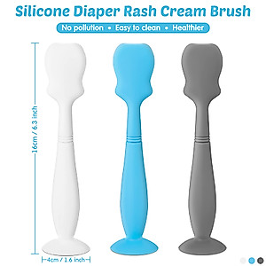 3 Pack Baby Diaper Cream Spatula Applicator Soft Silicone Baby Butt Paste Spatula Diaper Rash Cream Brush for Baby Newborn (Blue, Gray, White)