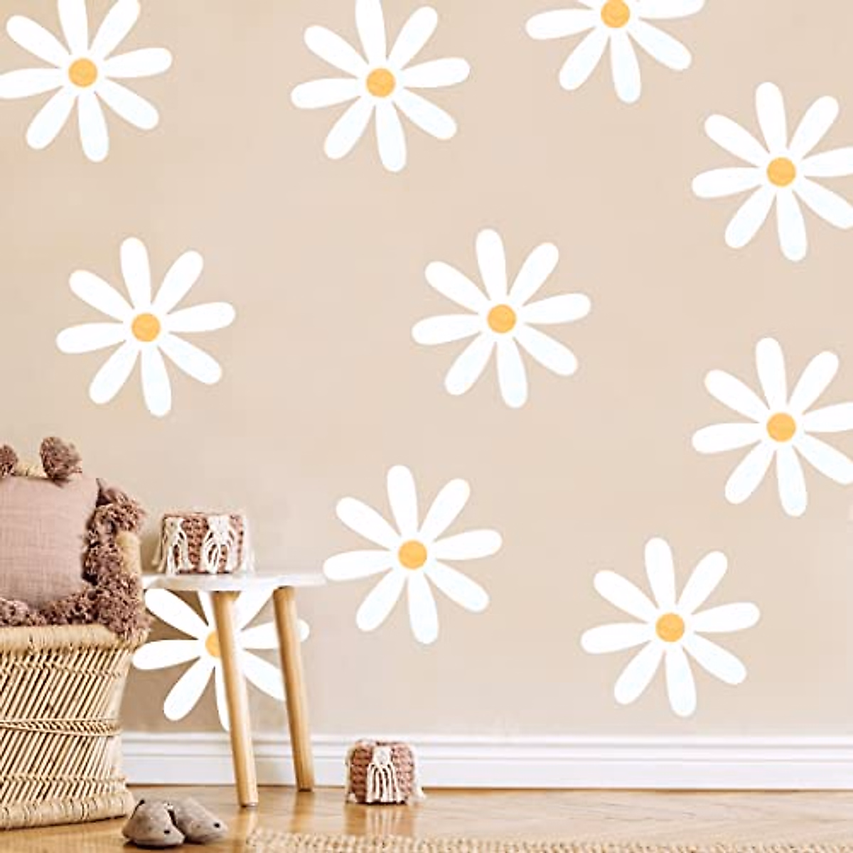 Daisy Wall Decal Flower Vinyl Wall Decals - Big Daisy Stickers for Kids Nursery Wall Art Bedroom Living Room Classroom Decor - Set of 10 Wall Art kit