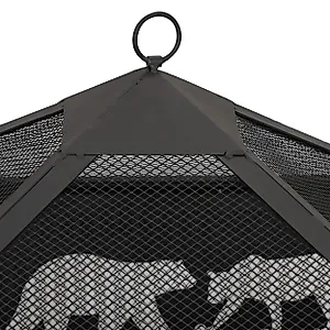 LEMY 26 Inch Outdoor Metal Stove Fire Pit - Backyard Patio Capming Wood Burning Fireplace, Geometric Shaped Steel Fire Pit w/Extra Deep Pit&Cover