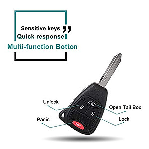 SELEAD Flip Key Fob 4 Buttons Keyless Entry Remote fit for 2005-2016 for Jeep for Chrysler for Dodge Antitheft Keyless Entry Systems HYQ1512Y 2pcs US Stock