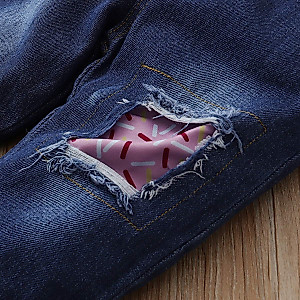 Baby Girls One Year Old Birthday Clothes Denim Jeans Outfits with Headband (White-Long,12-18 Months)