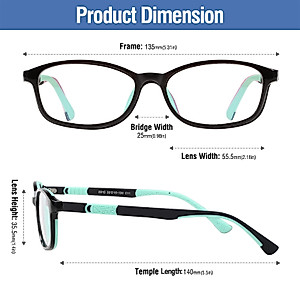 DUCO Blue Light Glasses for Kids Boys Girls Blue Ray Blocking Glasses Cute Computer Gaming TV Glasses for Children K015