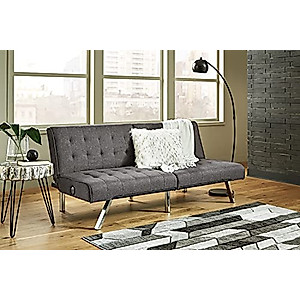 Signature Design by Ashley Sivley Modern Tufted Flip Flop Futon Sofa Bed, Dark Gray