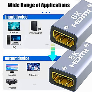 Godeliver HDMI Coupler Female to Female 4 Pack, 8K Hdmi Connector Extender, Support 8K@60hz 1080P, 3D for HDTV, Roku TV Stick, AV Receiver, PC, DVD Player, Monitor, Projector, PS 5432, Laptop