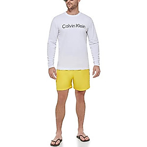 Calvin Klein Men's Standard Light Weight Quick Dry Long Sleeve 40+ UPF Protection, White, Medium