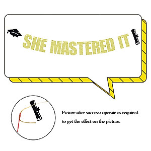 She Mastered It Banner, Masteres 2025 Banner, Girls Happy Master Degree Party Decorations 2025, Glittery Congrats Grad Decorations