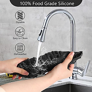 Dimber Sink Splash Guard, Kitchen Sink Splash Guard with 5 Drains, Faucet Mat for Kitchen Sink 17.4”x5.5”(Black,1-Pack)