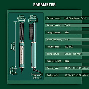 MEIYIXIN Ionic Hair Straightener Brush, Hair Straightener Comb with 5 Temperature Settings, Negative Ions Straightener Comb for Women, Fast Heating & Anti-Scald C903 (Black Purple)