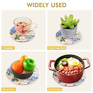 susiyo Blue Hydrangea Pot Holders Trivets Set 2 Pcs Cotton Hot Potholders Hot Pads for Cooking