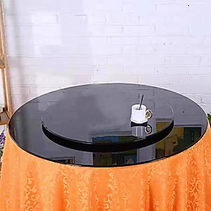 DOUKI Black Glass Lazy Susan Turntable For Dining Table, 20inch Tempered Glass Rotating Serving Tray For Table Top, Round Decorative Rotating Tray (Color : Black, Size : 36inch(90cm))