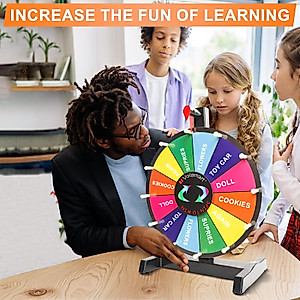 Voilamart 12" Tabletop Spinning Prize Wheel 12 Slots with Durable Plastic Base, Dry Erase, 2 Pointer, for Fortune Spin Game in Party Pub Trade Show Carnival