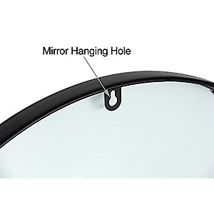 HofferRuffer Round Mirror, Circle Hanging Mirror, Metal Frame Wall Mounted Mirror for Home Bedroom, Bathroom, Washroom, Living Room, Entryways (Black, 27.6)