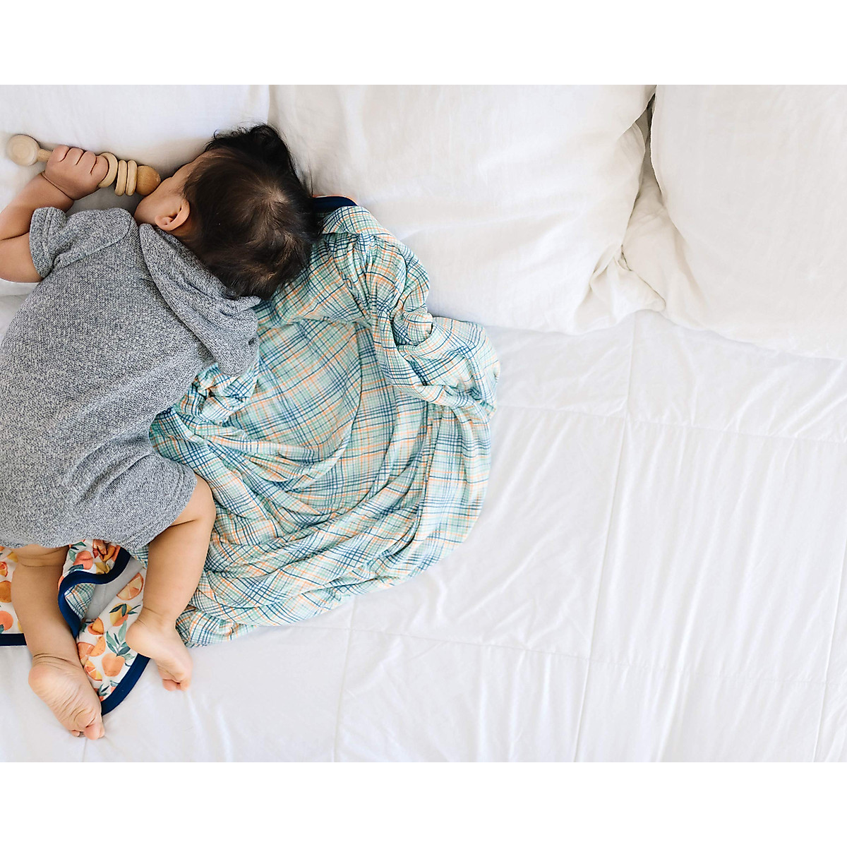 Large Premium Knit Baby 3 Layer Stretchy Quilt Blanket Citrus by Copper Pearl