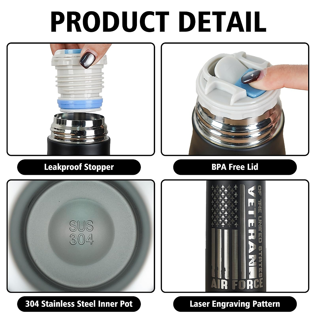 qchdln 17 OZ Veteran Bullet Tumbler with Lid - Ideal Gifts for Men Father's Day, Birthday, Veterans Day, Christmas - Perfect for Air Force, Navy, Army, Military & Veterans Cup