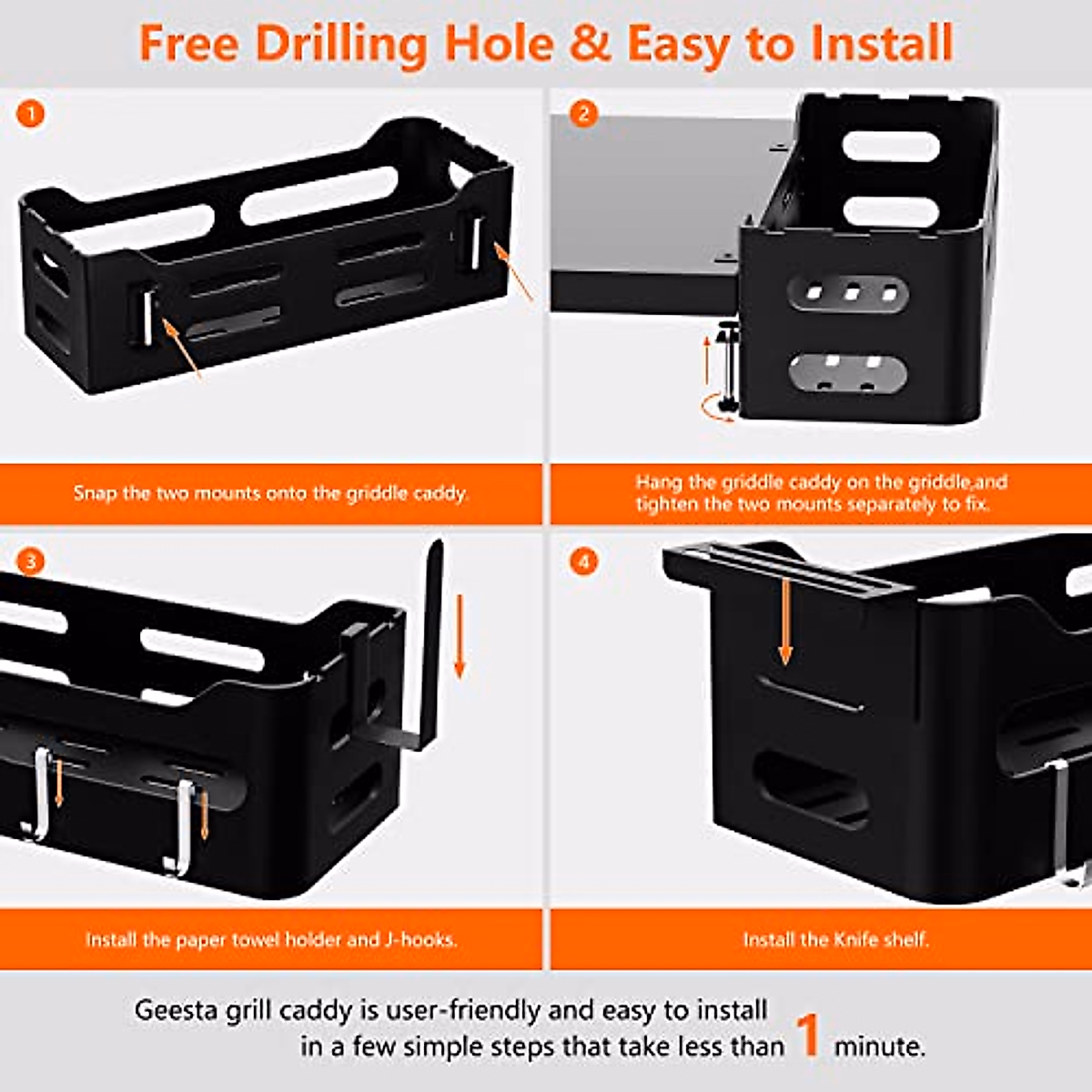 Upgraded Griddle Caddy for Blackstone Griddle Accessories, Space Saving Grill Accessories, BBQ Accessories Storage for Blackstone Griddles 28"/36" (Without Magnetic Tool Holder)