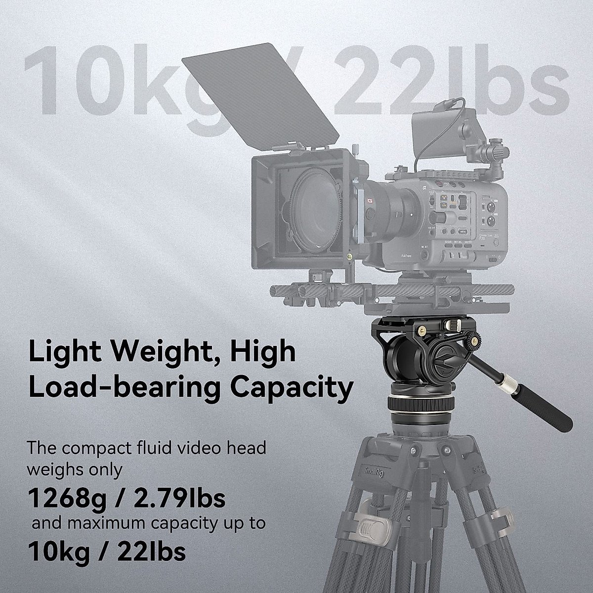 SmallRig DH10 Heavy Duty Tripod Fluid Video Head with Flat Base and Adjustable Handle, Quick Release Plate for Manfrotto Video Head Mount Plate, Load up to 22Ibs, for Video Cameras, DSLR Cameras 4165