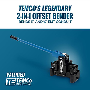 TEMCo TH3030 Dual Size Conduit Offset Bender 2 in 1 - both ½“& ¾” EMT