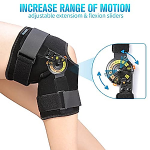 Nvorliy Hinged ROM Knee Brace with Side Stabilizers & Locking Dials, Post Op Knee Immobilizer for Arthritis, ACL, MCL, PCL, Meniscus Tear, Injurie/Knee Pain, Medical Orthopedic Support (Large)