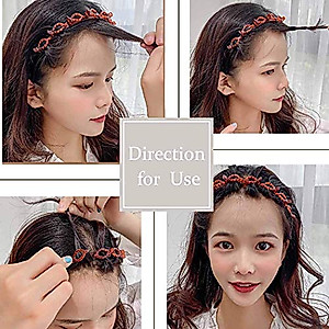 Avanlin Double Bangs Headbands Double Layer Twist Plait Plastic Headband with Alligator Clips Hair Accessories for Women and Girls (Pack of 2) (Black &Brown)