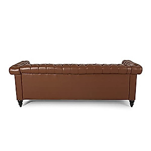 Christopher Knight Home Parkhurst Sofas, Cognac + Dark Brown