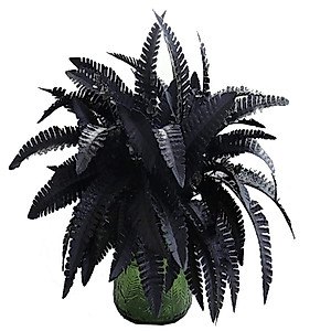 3 Pieces of Artificial Boston Fern Leaf Plants, Fake Shrub Flowers Indoor and Outdoor Home Garden Balcony Decoration, DIY Decorative Flower Pot Filling, Indoor Decoration (14 inches，Black)