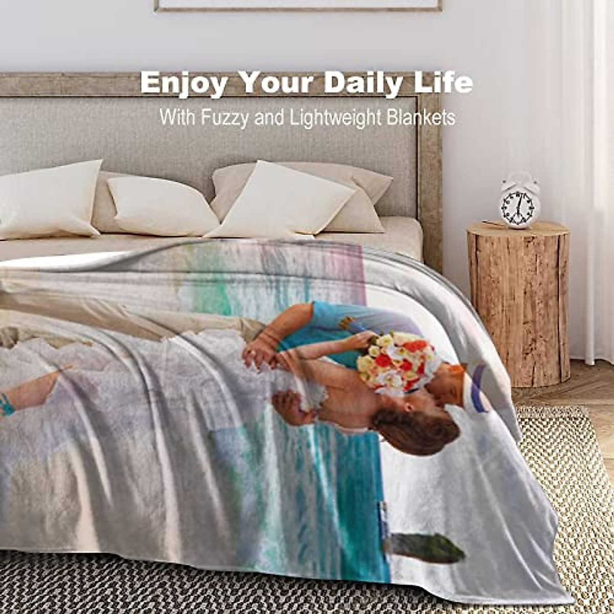 AMAPARK Custom Blanket with Photo Text Personalized Throw Blanket Customized Blanket for Her for Him Flannel Blankets Father's Day Mother's Day Birthday Valentines, 1 Photo, 40"x50"