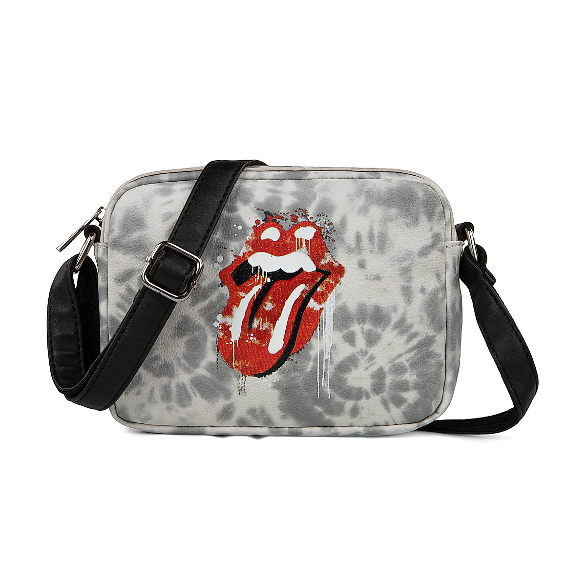 Rolling Stones Majesties Collection Crossbody Bag for Women, Men, Girls, and Teens, Officially Licensed Lightweight Vegan Leather Purse for Travel, Fits Phone, Wallet, and More, Gray