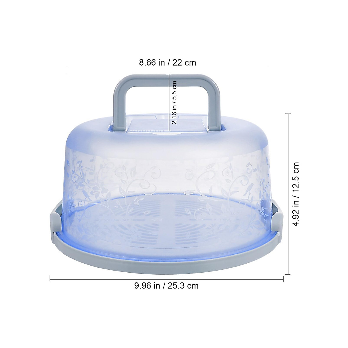 DOITOOL Round Cake Carrier with Handle Two Sided Cake Holder, Plastic Cake Keeper with Cover, Portable Cake Container Cake Stand Fits 9 Inch Cake, Pies, Cookies, Nuts, Muffins