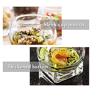 AEFPOYMXU Glass Cute Dessert Bowls Set of 4 Clear Ice Cream Cups Small Dessert Bowls Sundae Bowls for Kitchen Prep Snack Dessert Dishwasher Safe（200ML）