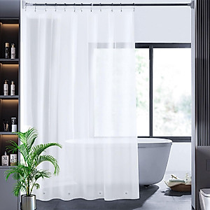 Frosted Shower Curtain Liner 76 Inches Long with 6 Side Magnets Closure & 3 Large Heavy Bottom Magnets, PEVA Opaque Lightweight Long Shower Curtain Liner 76 inch Length, No Smells (72" W x 76" L)