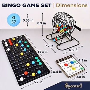 Bingo Game for Adults and Kids– Family Bingo Game Set with Bingo Cards, 150 Bingo Chips and Metal Bingo Cage – Perfect Board Game for Large Groups
