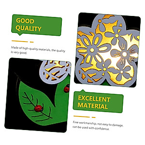 DOITOOL Floral Table Night Light Decor Wooden LED Light Indoor Night Lamp for Home Office Decoration