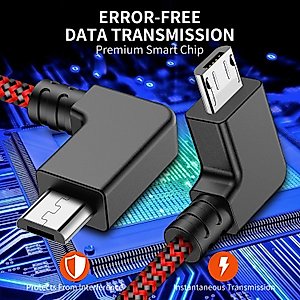 1FT 90 Degree Micro USB to Micro USB Android Phone Tablet OTG Data Cable Right Angle Connector Wire Cord for DJI Spark, Mavic Pro, Platinum, Air, 2 Pro, Zoom Remote Controller Accessories (1 Pack)