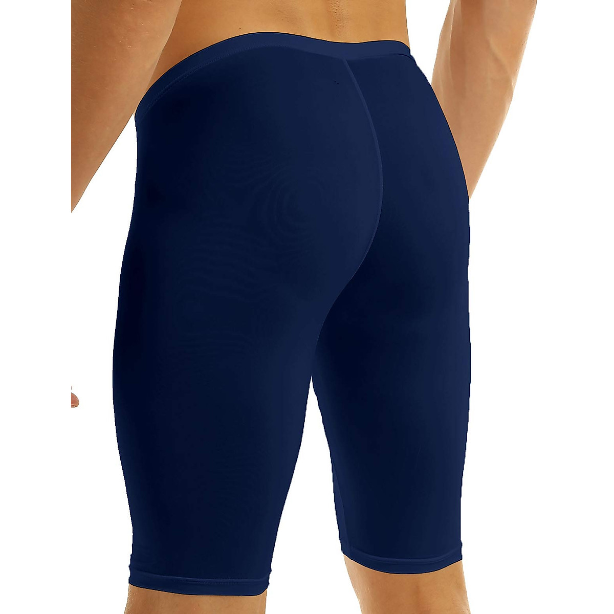 easyforever Mens Compression Shorts with Bulge Pouch Gym Workout Bodybuilding Yoga Swimming Capris Tights Pant Navy Blue Medium