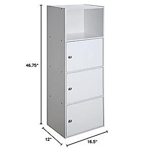 Convenience Concepts Xtra Storage 3 Door Cabinet with Shelf, White