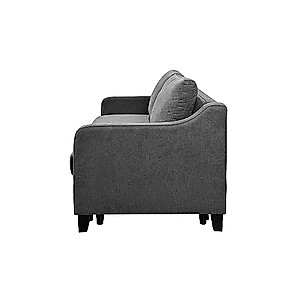ERYE Modern Convertible Futon Sofa Bed, Adjustable Functional Loveseat Compact Foldable Love Seat,Comfy Sleeper Daybed 3 in1 Recliner Sofa & Couch for Small SpaceDark Gray Queen Size with 2 Pillows