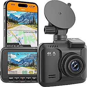 ROVE R2-4K PRO Dash Cam, Built-in GPS, 5G WiFi Dash Camera for Cars, 2160P UHD 30fps Dashcam with APP, 2.4" IPS Screen, Night Vision, WDR, 150° Wide Angle, 24-Hr Parking Mode, Supports 512GB Max