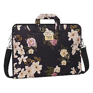 MOSISO Laptop Shoulder Bag Compatible with MacBook Air/Pro,13-13.3 inch Notebook,Compatible with MacBook Pro 14 inch M3 M2 M1 Chip Pro Max 2023-2021, Polyester Freesia Briefcase Sleeve with Belt