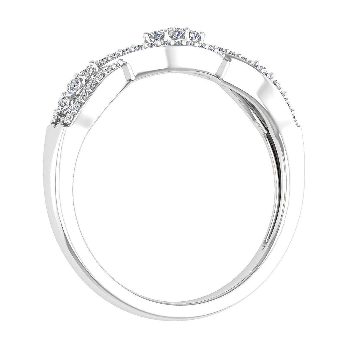 1/5 Carat Prong Set Diamond Twisted Wedding Band Ring in 14K White Gold (Ring Size 6.75)