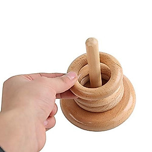 Tiger Montessori Toys for Infants Discs on Vertical Dowel 3 Montessori Grasping Toy for Babies