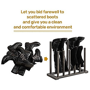 PARANTA 6-Pair Boots Storage Rack, Stand-alone Shoe Rack Organizer, Gray