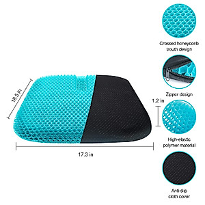 Gel Seat Cushion for Office Chair, Office Chair Cushion for Butt, Enhanced Double Honeycomb Seat Cushion, Help in Relieving Back Pain & Sciatica Pain, Non-Slip Cushion for The Car, Office, Wheelchair