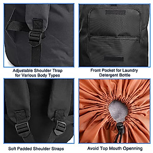 SJEhome 115L Laundry Bag Backpack Extra Large, Portable Durable Laundry Bag with Adjustable Padded Shoulder Straps,Heavy Duty laundry bag with Pocket for College Dorm,Travel,Laundromat,Apartment,Black